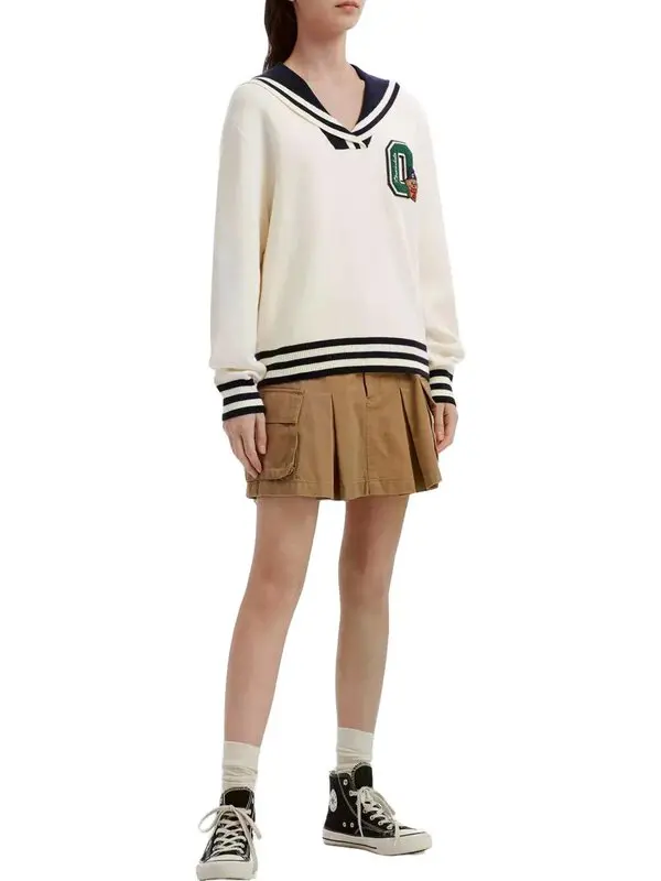 CHOCOOLATE Sailor-collar Logo-patch Sweater - Neutrals