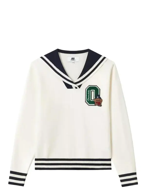 CHOCOOLATE Sailor-collar Logo-patch Sweater - Neutrals