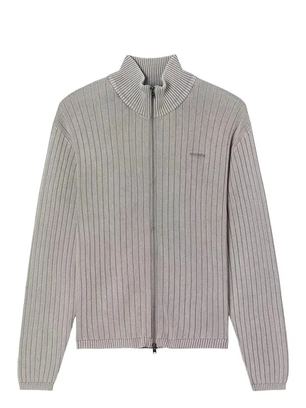 Izzue Ribbed-knit Zip-up Cardigan - Grey