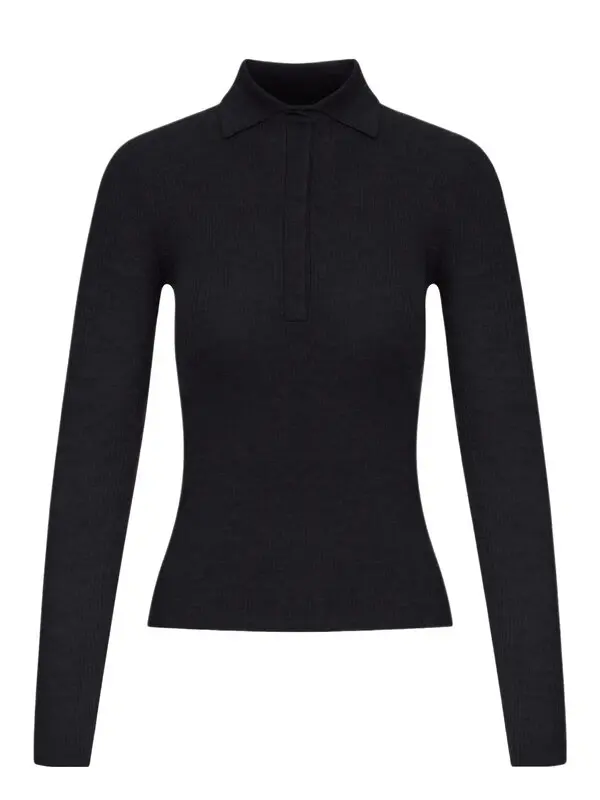 Max Mara Mxmangel Long-sleeved Ribbed Polo Jumper - No