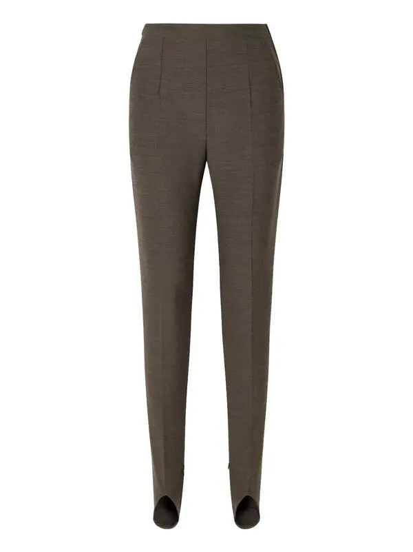 JIL SANDER Wool-blend Stretch-gabardine Straight-leg Stirrup Pants - Gray