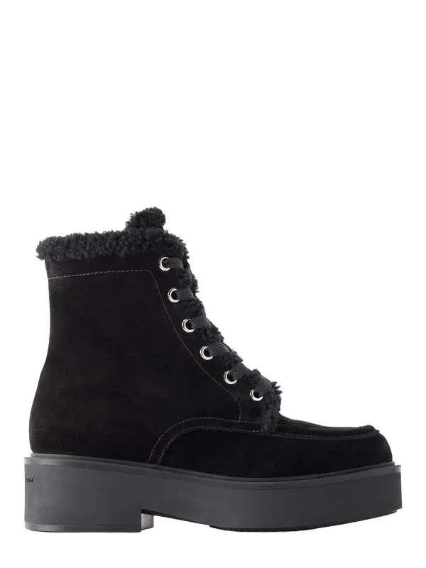 GIANVITO ROSSI Shearling-trimmed Suede Ankle Boots - Black