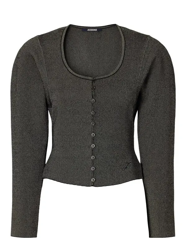 Jacquemus Sera Logo-embroidered Ponte Cardigan - Neutrals