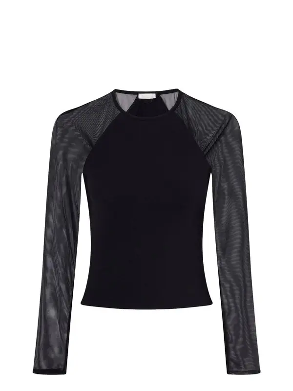 ERES Marita Mesh-trimmed Stretch-modal And Silk-blend Top - Black