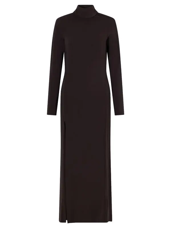 COURREGES Stretch-jersey Turtleneck Maxi Dress - Brown