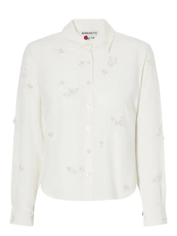 Bernadette Baby Bead-embellished Silk-crepe De Chine Shirt - White