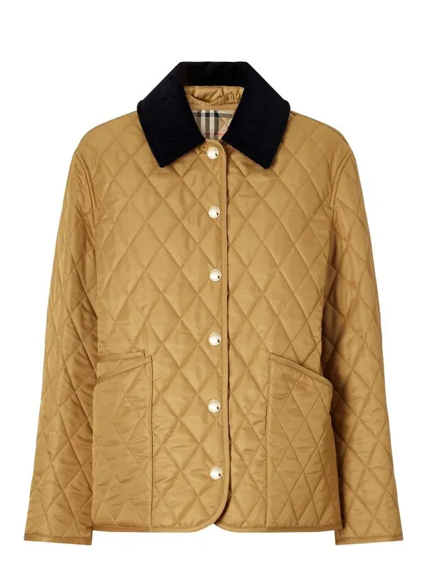 Burberry Corduroy-trimmed Quilted Shell Jacket - Camel