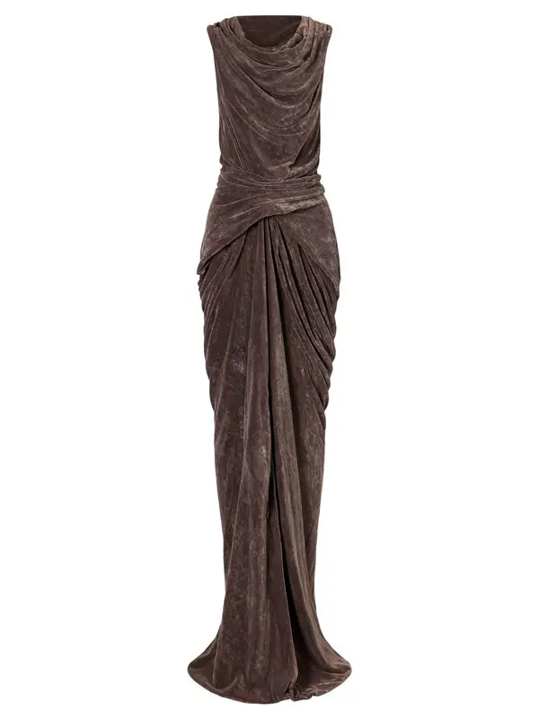 Rick Owens Strutter Draped Velvet Gown - Grape