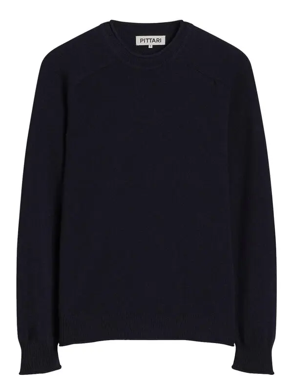 PITTARI Usk Lambswool Roll Collar Jumper - Blue