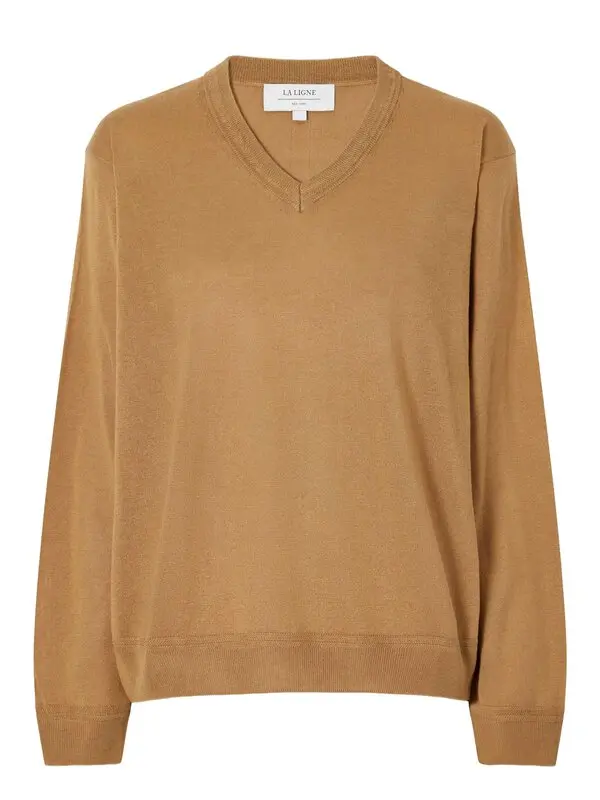 LA LIGNE Ben Silk, Wool And Cashmere-blend Sweater - Camel
