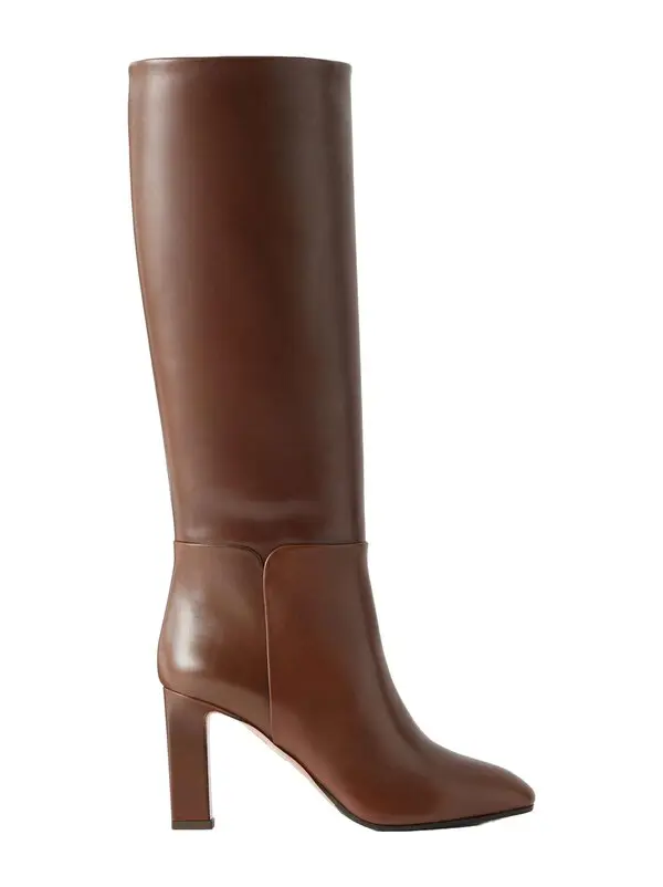 AQUAZZURA Sellier 85 Leather Knee Boots - Tan