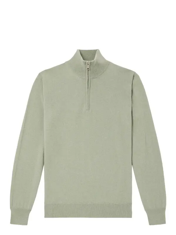GHIAIA Cashmere Half-zip Sweater - Green
