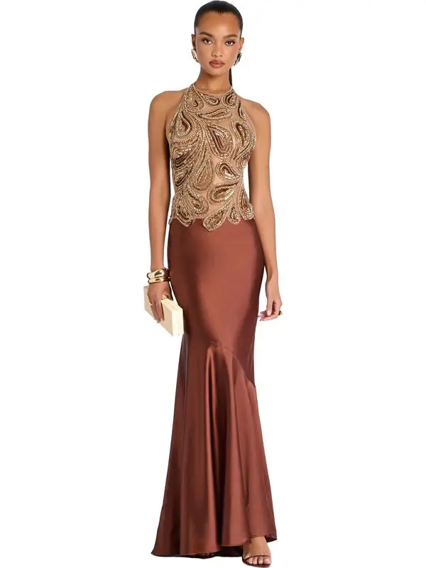 Retrofete Evolet Embroidered Dress - Hazelnut