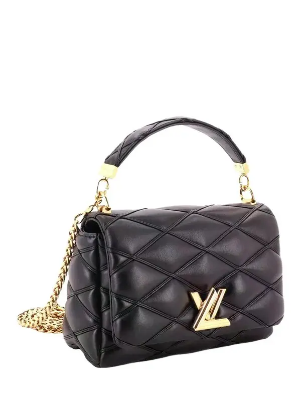 LOUIS VUITTON Go-14 Top Handle Nm Handbag Malletage Leather Mm Crossbody Bag - Black