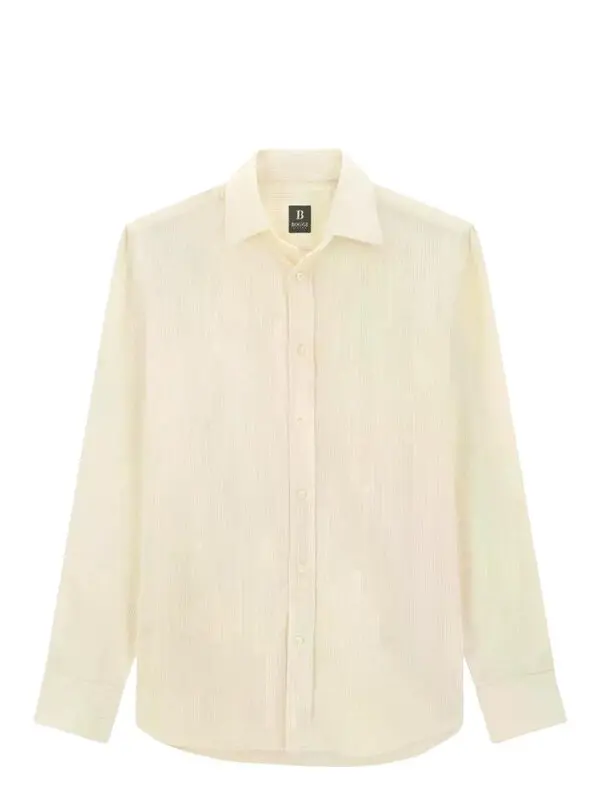 Boggi Milano Shirt In Cotton-blend Corduroy Regular Fit - Neutrals