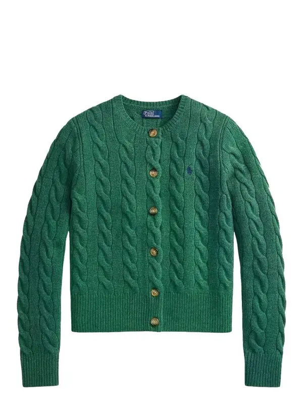 Polo Ralph Lauren Cable-knit Embroidered-logo Cardigan - Green
