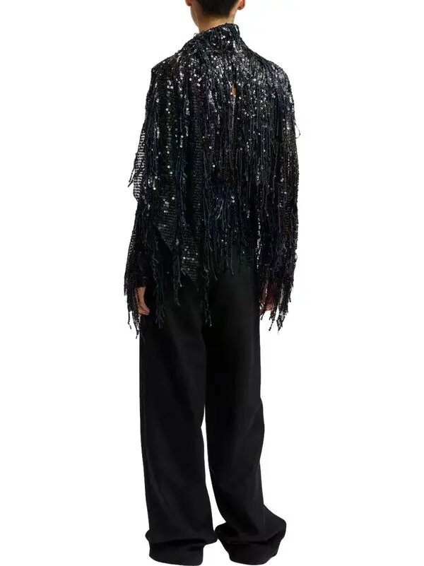16Arlington Auro Fringe-sequin Top - Black