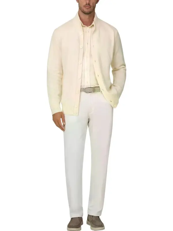 Boggi Milano Cardigan Roll-neck Jumper In Cashmere-wool - Neutrals