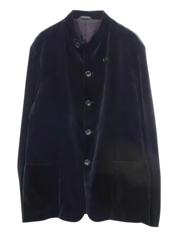 Giorgio Armani 2000s Stand Collar Velour Jacket - Blue