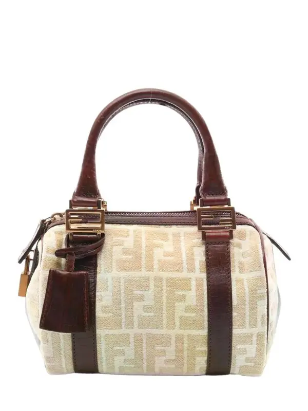 Fendi 2010s Mini Zucca Boston Tote Bag - Neutrals