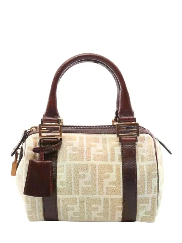 Fendi 2010s Mini Zucca Boston Tote Bag - Neutrals
