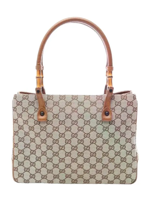 Gucci 2010s Bamboo Gg-canvas Tote Bag - Neutrals