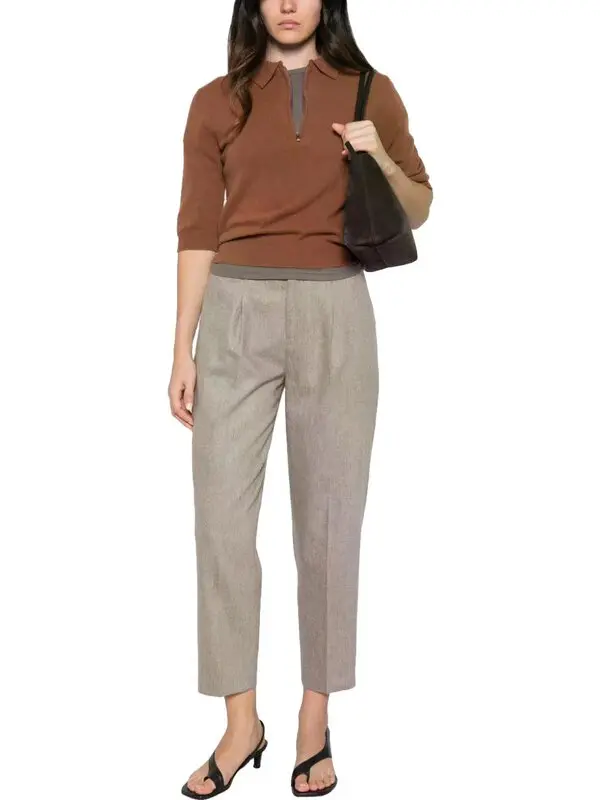 PT TORINO Pleated Wool Trousers - Neutrals