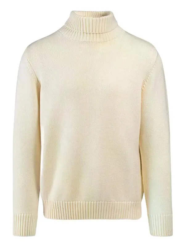 Add Ribbed-trim Turtleneck Sweater - Neutrals