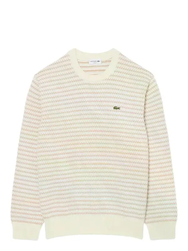 Lacoste Logo-patch Textured-knit Sweater - Neutrals