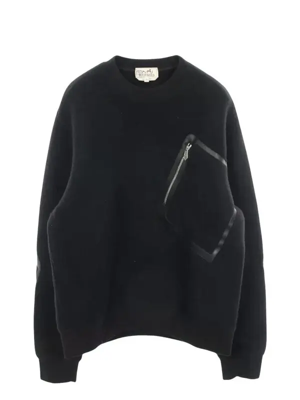 Hermès 2010s Leather-trim Sweatshirt - Black