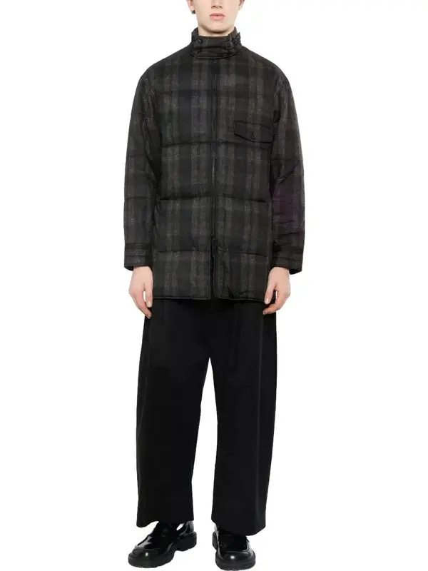 Yohji Yamamoto Madras Ink Plaid Padded Shirt - Black