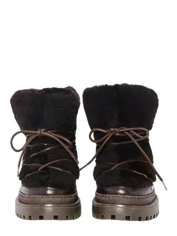 YVES SALOMON Lace-up Shearling Boots - Brown