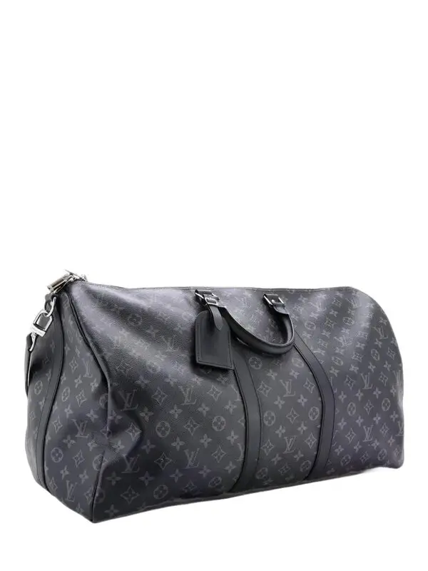 LOUIS VUITTON Keepall Bandouliere Bag Monogram Eclipse Canvas 55 Travel Bag - Black