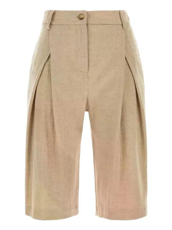 LE SULLY STUDIO Pleated Wool Shorts - Neutrals