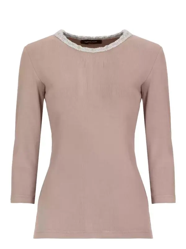 Fabiana Filippi Sequin-embellished Three-quarter Sleeve T-shirt - Neutrals