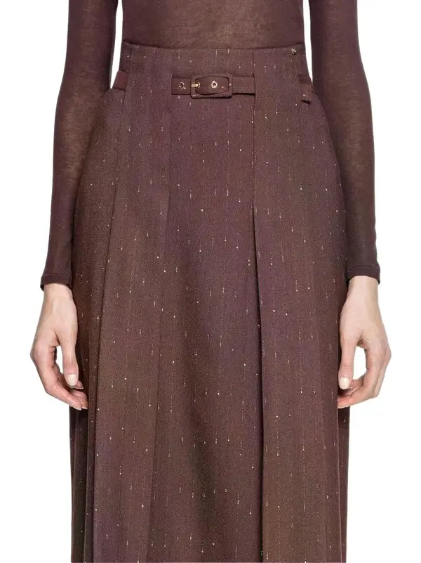 NISSA High-rise Wool-blend Midi Skirt - Red