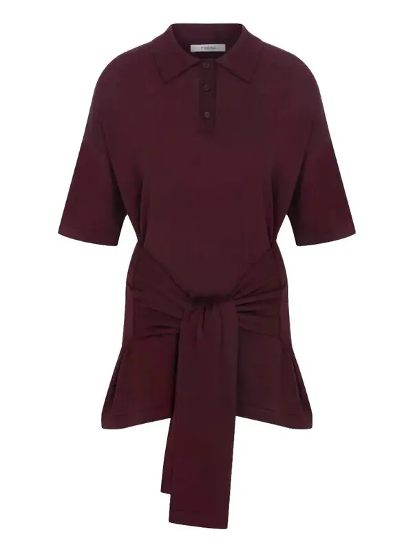 MEGUSTA Oversized Knot-detail Polo Shirt - Grey