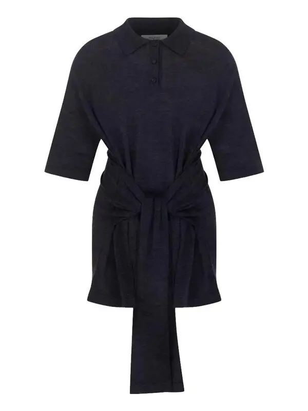 MEGUSTA Oversized Knot-detail Polo Shirt - Grey