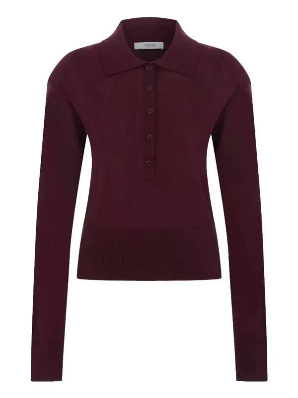 MEGUSTA Padded Knit Polo Sweater - Red