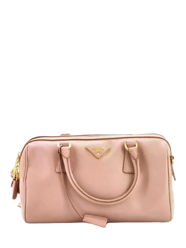 Prada Convertible Bowler Bag Saffiano Leather Medium Satchel - Neutrals
