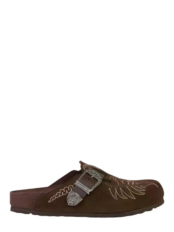 BIRKENSTOCK X Etro Boston Embroidered Buckle-fastening Mules - Brown
