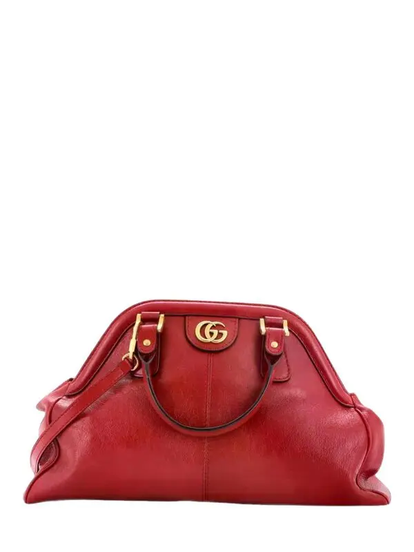 Gucci Re Top Handle Bag Leather Medium Satchel - Red