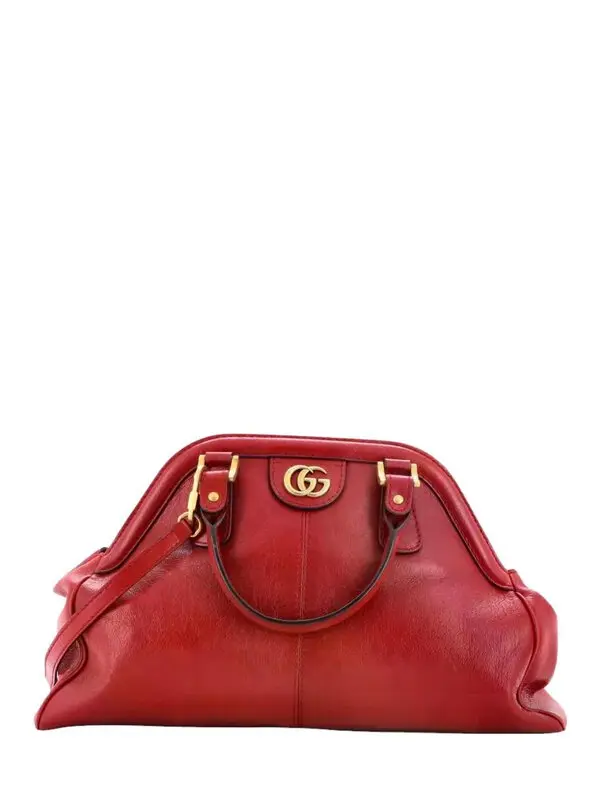 Gucci Re Top Handle Bag Leather Medium Satchel - Red