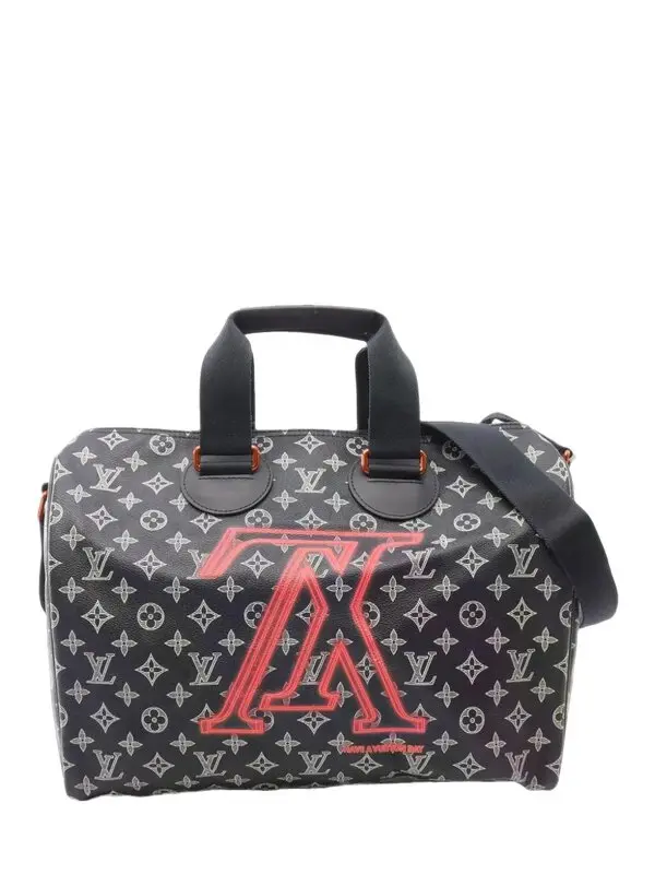 LOUIS VUITTON 2018 Speedy Bandoulière 40 Monogram Ink Luggage Bag - Black