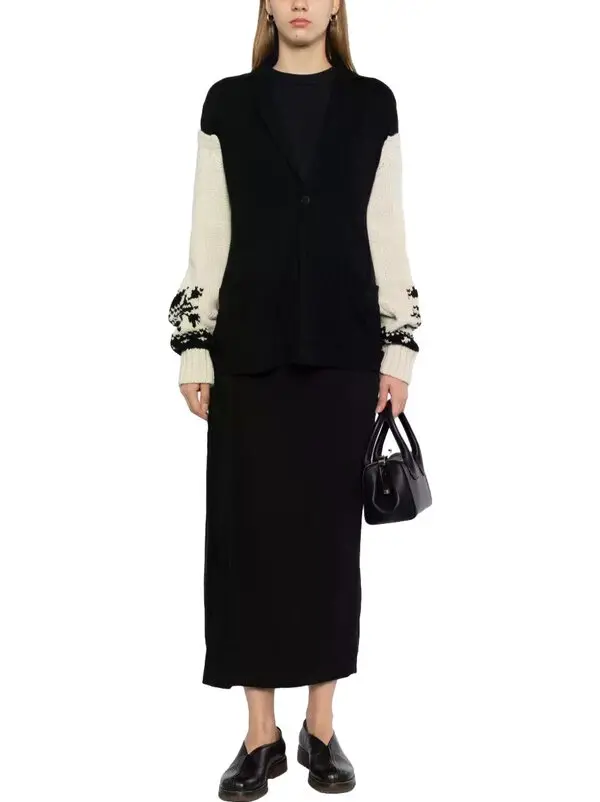 Yohji Yamamoto Wool-interlock Snow-pattern Cardigan - Black