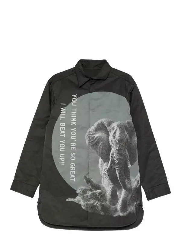 Yohji Yamamoto Padded-collar Graphic-print Shirt - Black