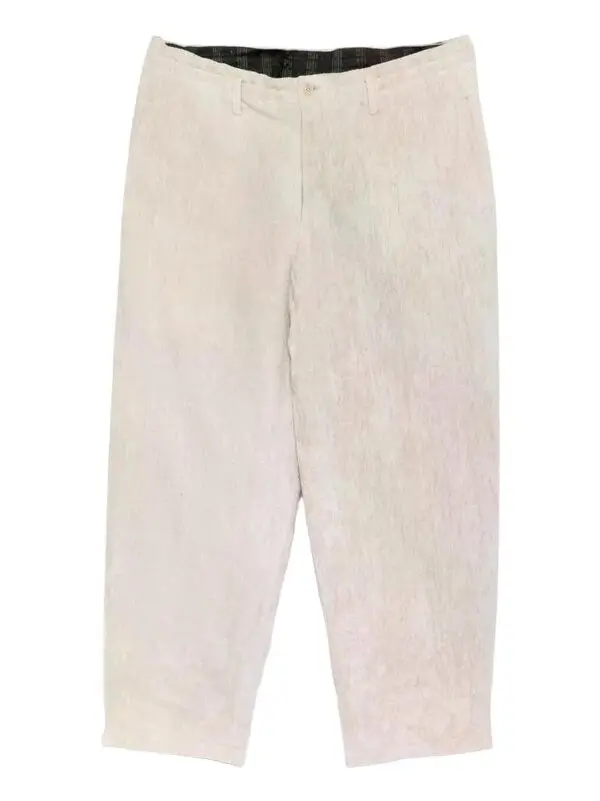 Yohji Yamamoto Raw Linen-velvet Side-pocket Trousers - Neutrals