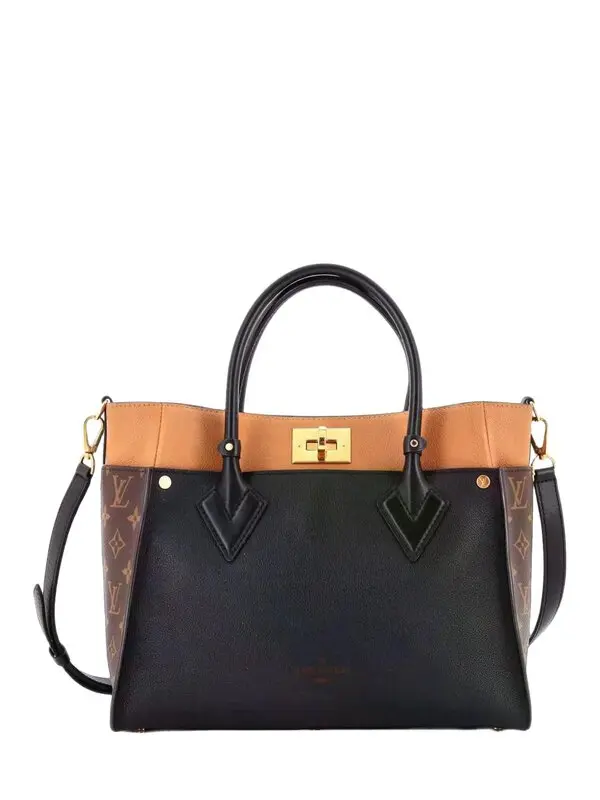 LOUIS VUITTON On My Side Leather With Monogram Canvas Mm Tote Bag - Black