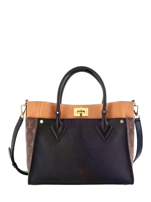 LOUIS VUITTON On My Side Leather With Monogram Canvas Mm Tote Bag - Black