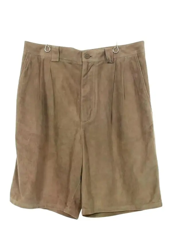Giorgio Armani 2010s Pleated Suede Shorts - Neutrals